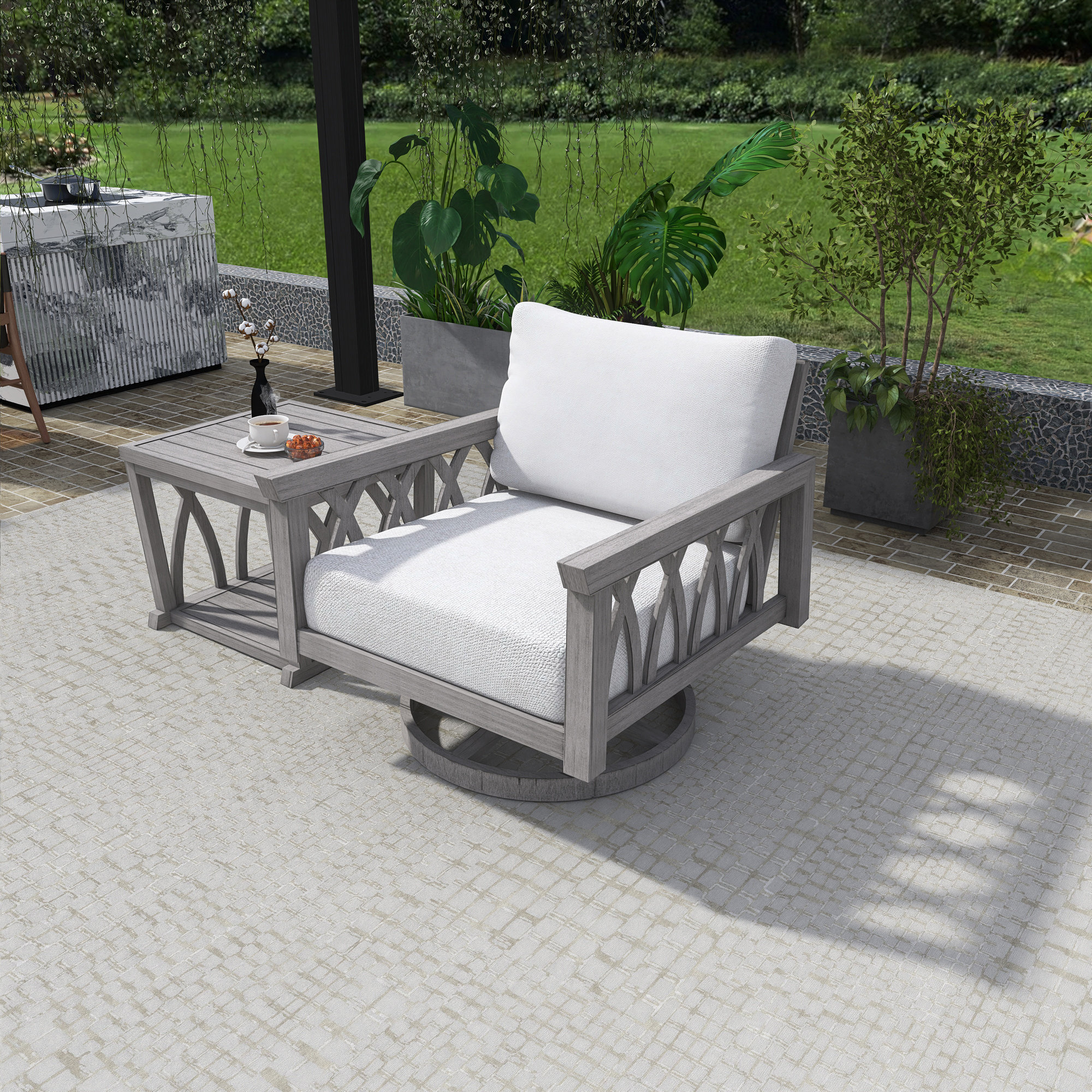 Winston Porter Modern Swivel Rocker Aluminum Garden Chair | Wayfair