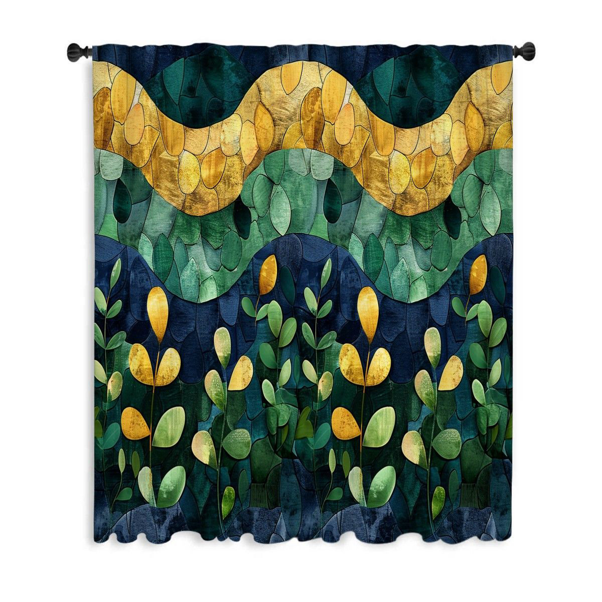 VisionDecor Waves Window Curtains, Artistic Blockout & Sheer Curtains ...