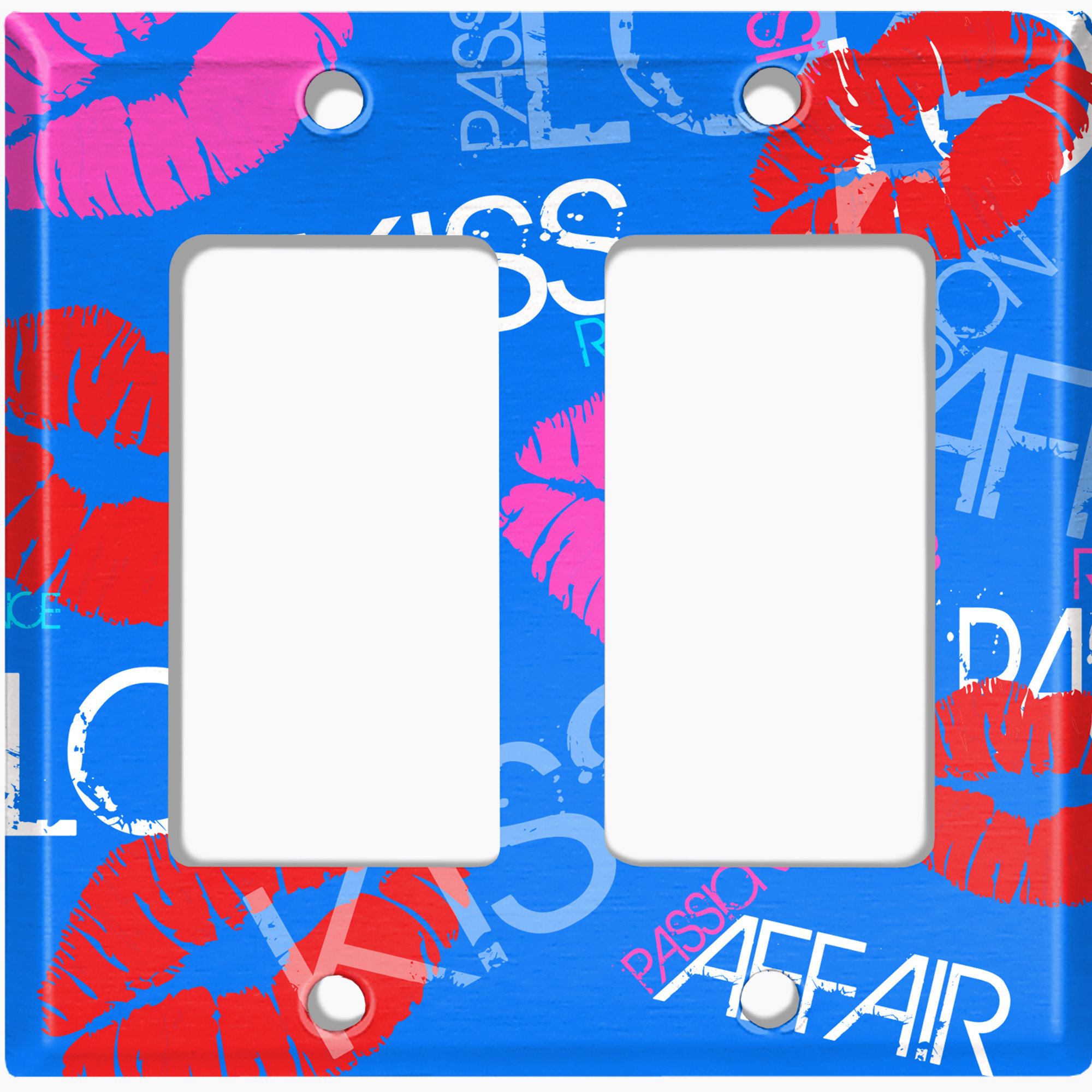 WorldAcc Metal Light Switch Plate Outlet Cover (Blue Love Kiss Lip ...