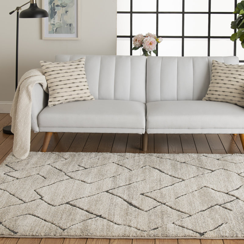Bungalow Rose Pletcher Beige/Black Abstract Indoor Polyester Area Rug ...
