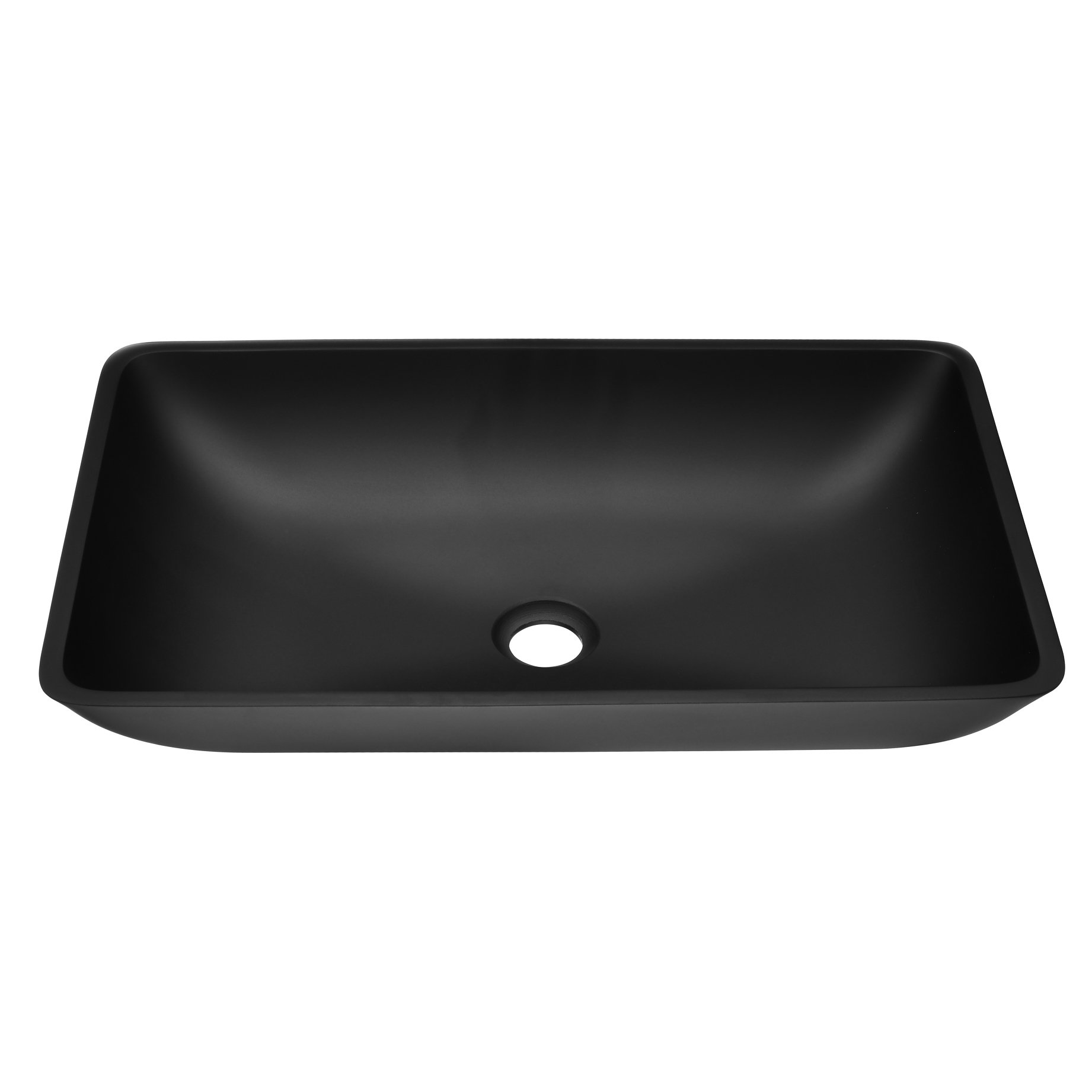 Crafted Palm 22" Matte Black Glass Bathroom Sink. With Faucet And Pop ...