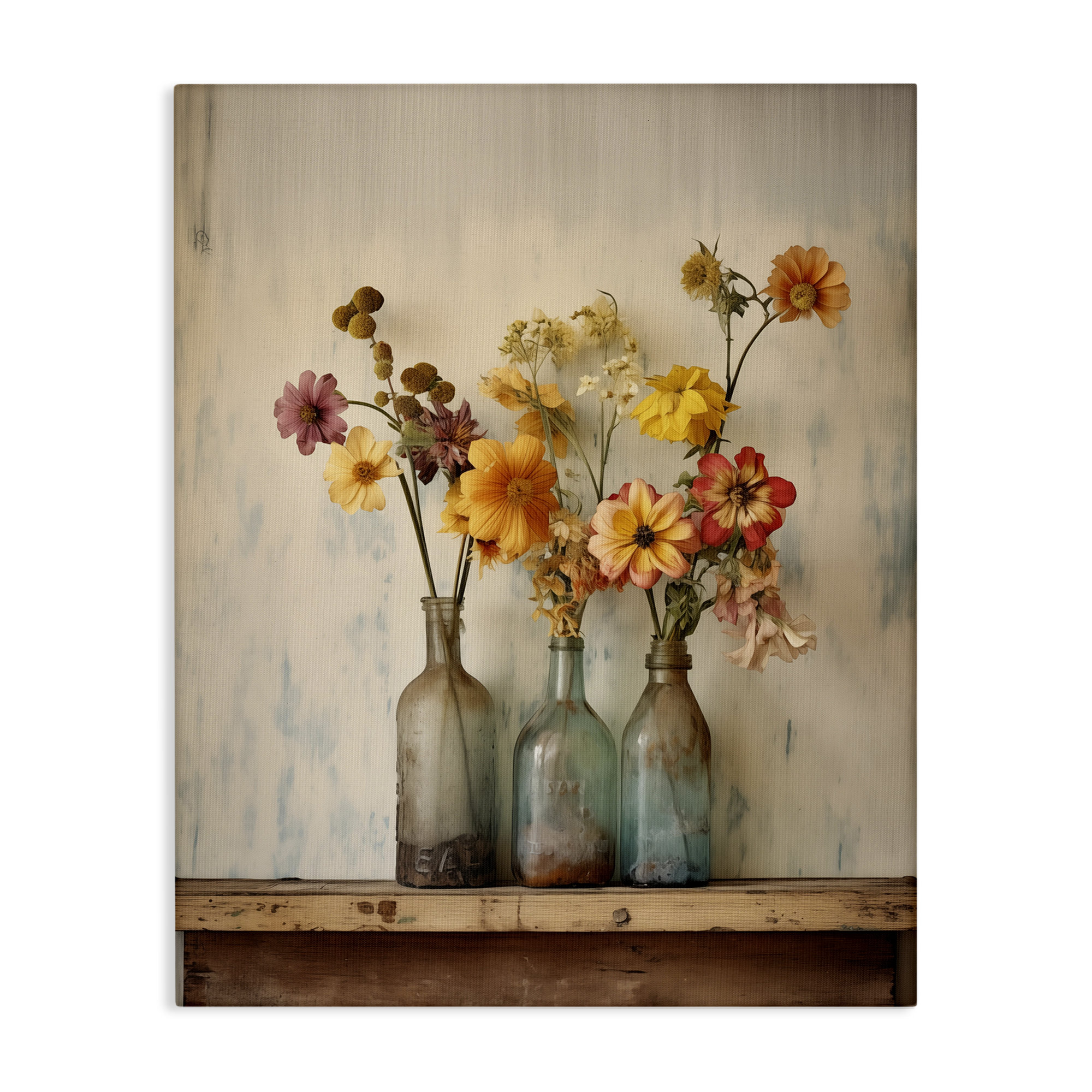 Ophelia & Co. Rustic Spring Flowers Shelf Canvas, design by Arlington ...