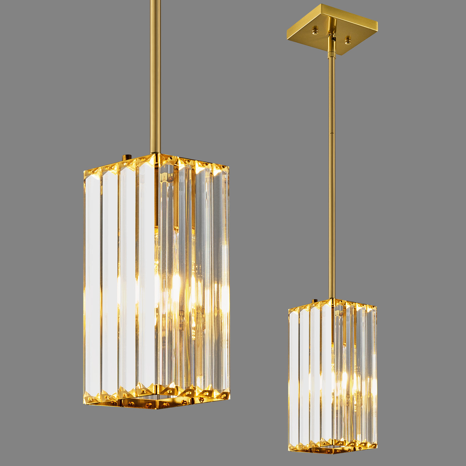 Mercer41 Modern Pendant Light Gold Rectangle Pendant Lighting Mini ...