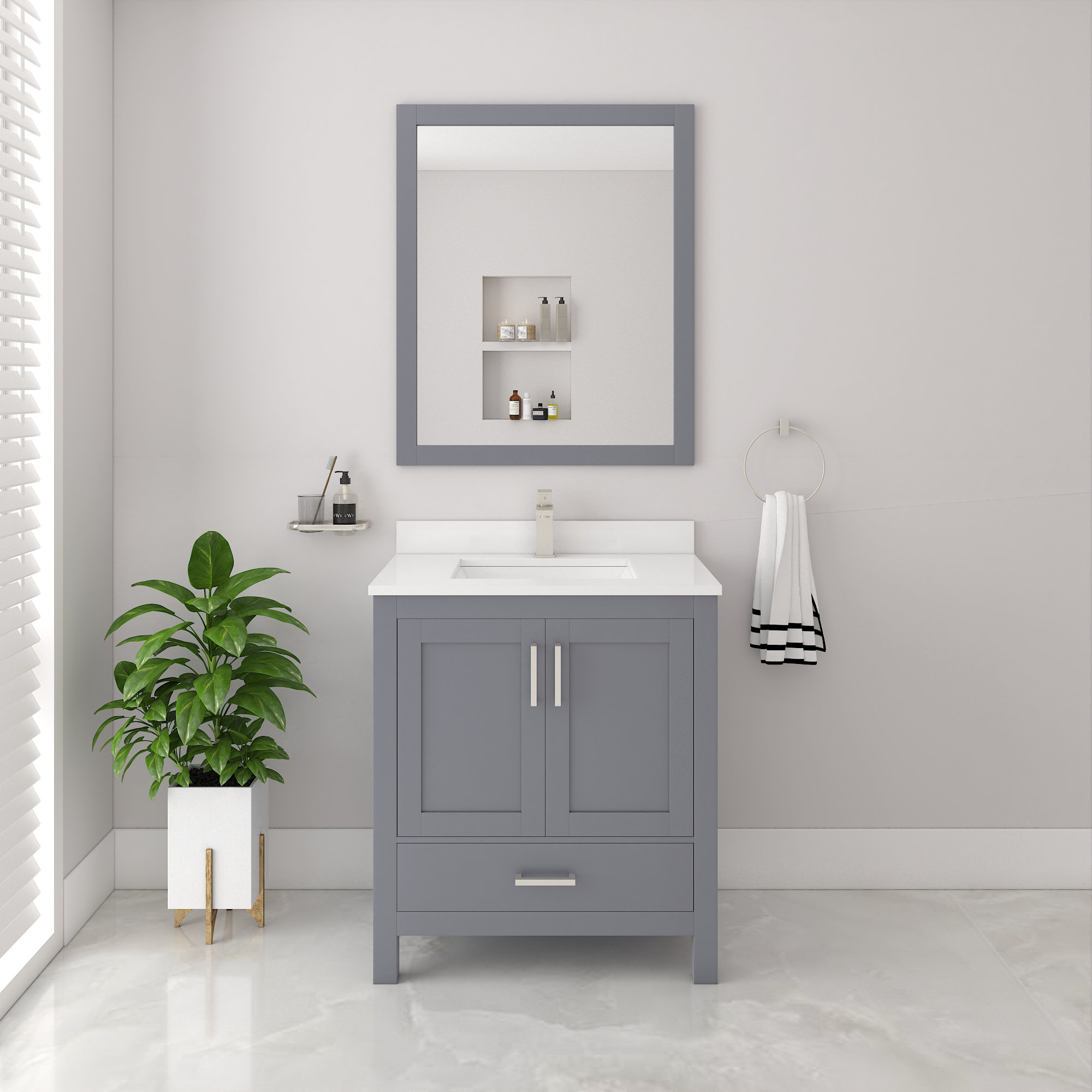 Ayna Decors Ensemble de meuble-lavabo simple 30 po avec miroir Rooh ...