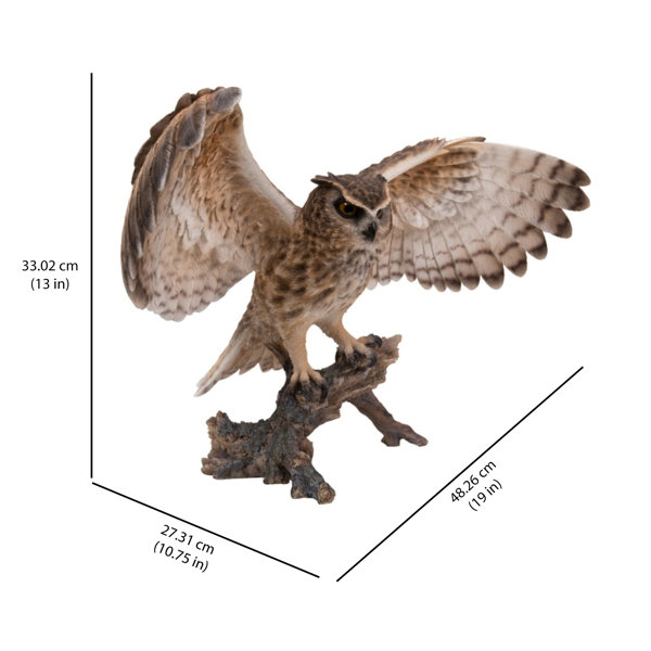 Hi-Line Gift Ltd. Eagle Owl on Branch with Open Wings Statue & Reviews ...