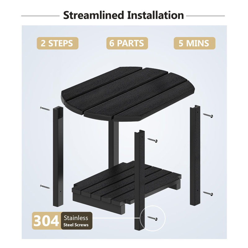 Winston Porter 17 in. 2-Tier Rectangular HDPE Outdoor Side Table with ...