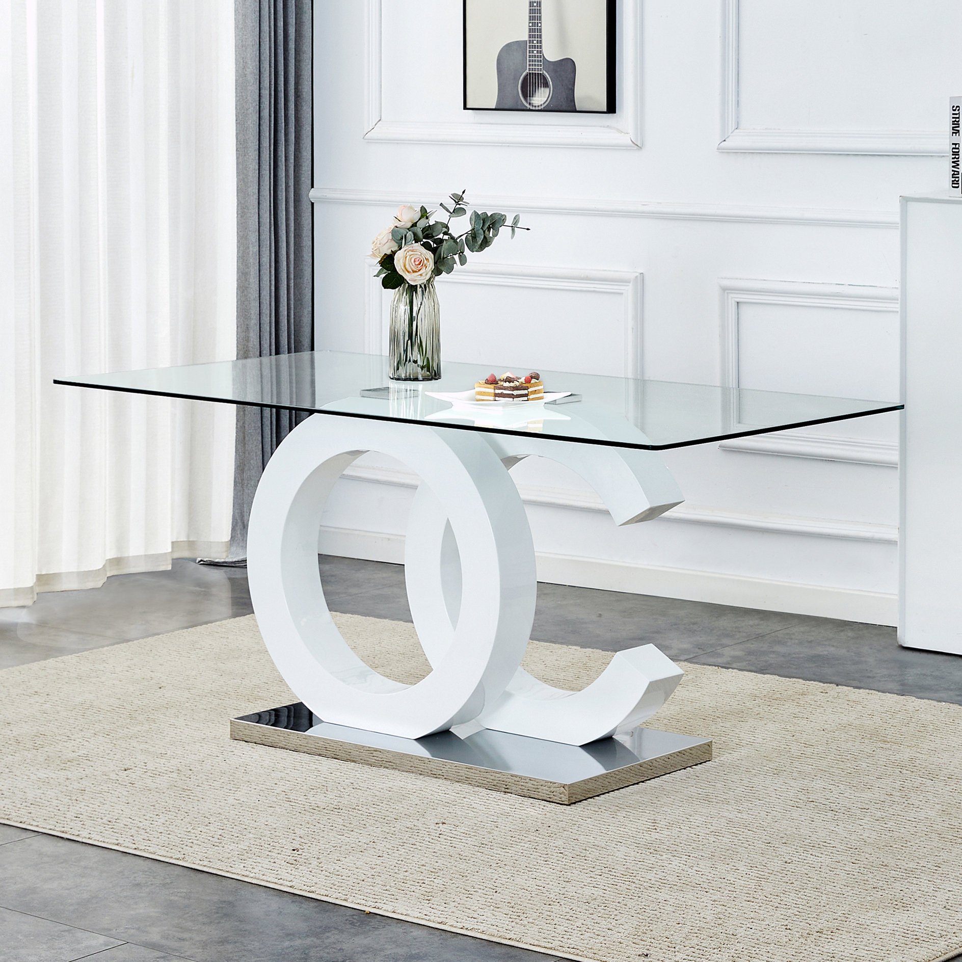 Wrought Studio Jillyn Glass Top Dining Table | Wayfair