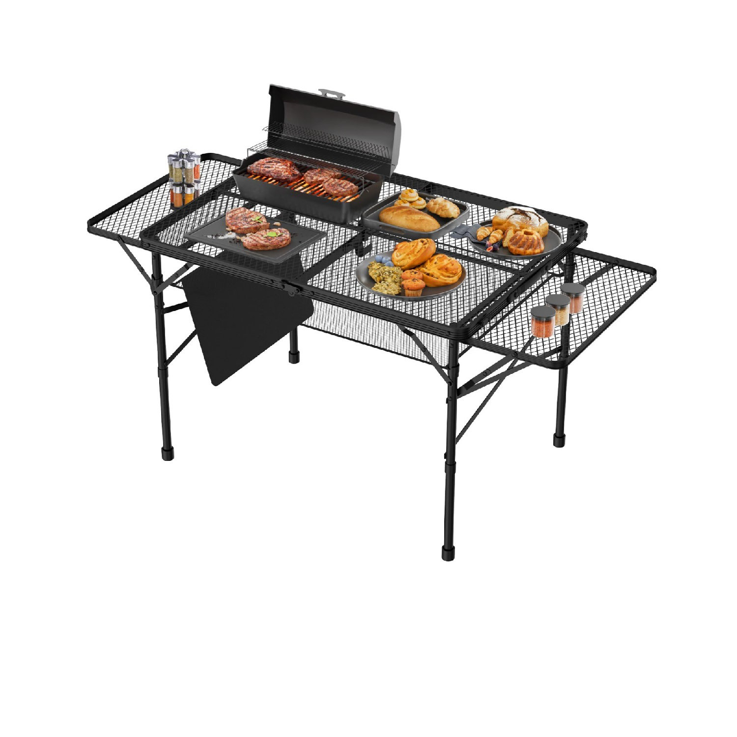 JETEHO 3X2 FT Folding Table With 2 Wing Panels, Mesh Bag And Mesh ...