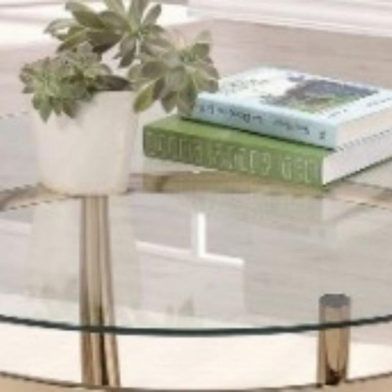 Mercer41 Clear Glass & Champagne Finish Coffee Table | Wayfair