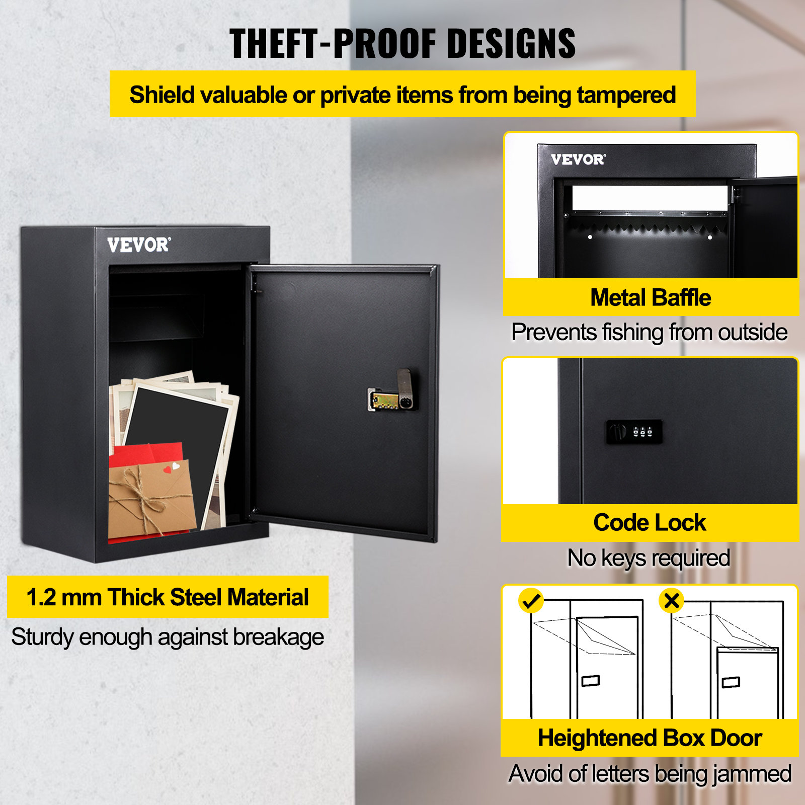 VEVOR Through The Wall Drop Box, 12.5''''X6.3''''X16.9'''' Mail Drop ...