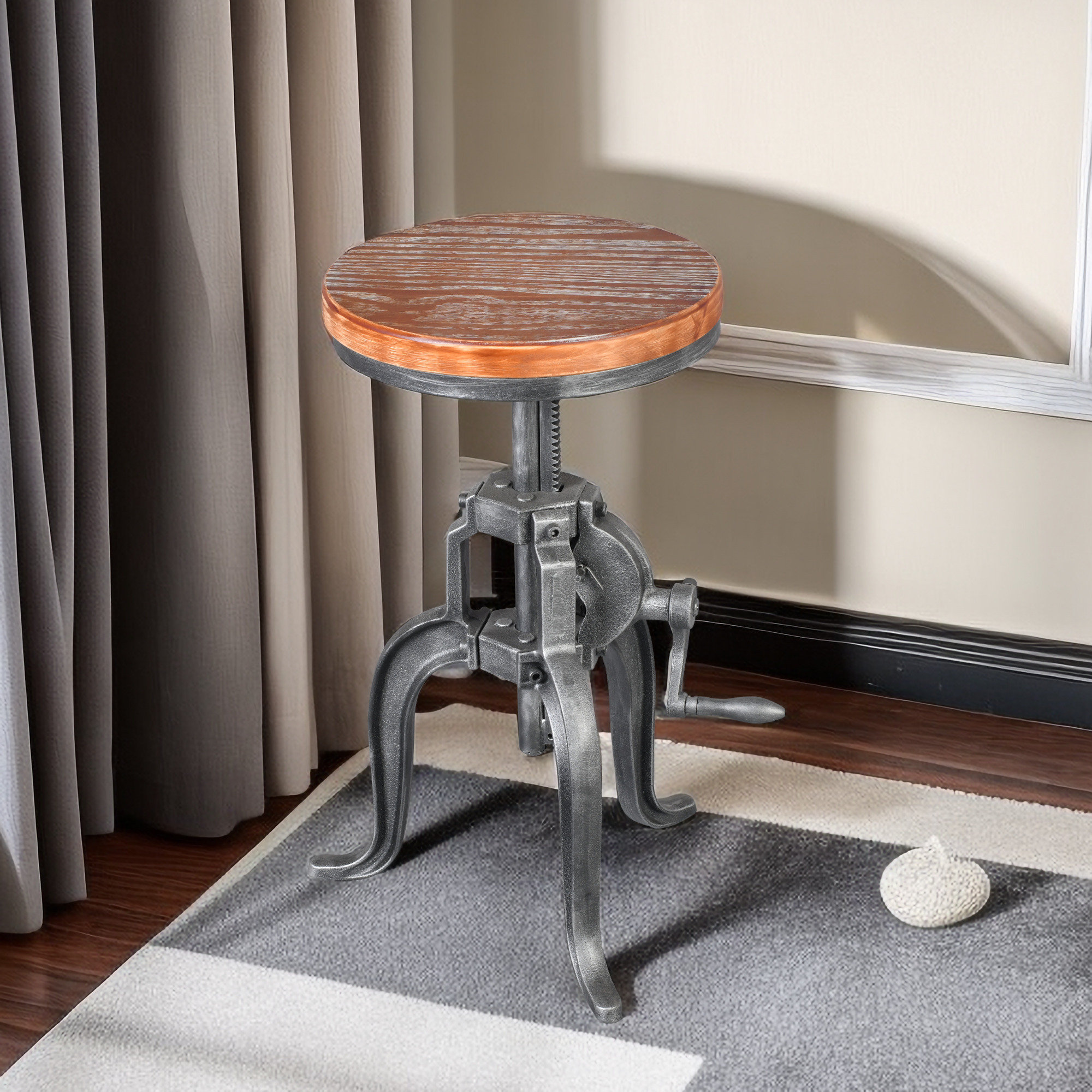 Williston Forge Jenaiah Swivel Solid Wood Adjustable Height Stool | Wayfair