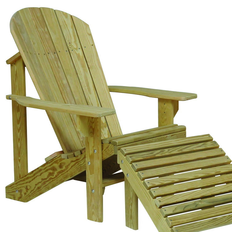 August Grove® Chaise Adirondack en bois massif avec repose-pieds Altun ...