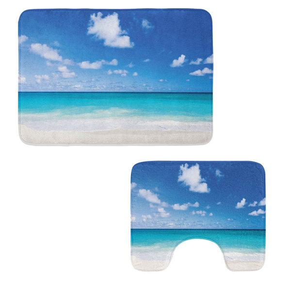 East Urban HomeOcean Bathroom Rug Set 2 Pieces Rectangle & Contour Mats ...