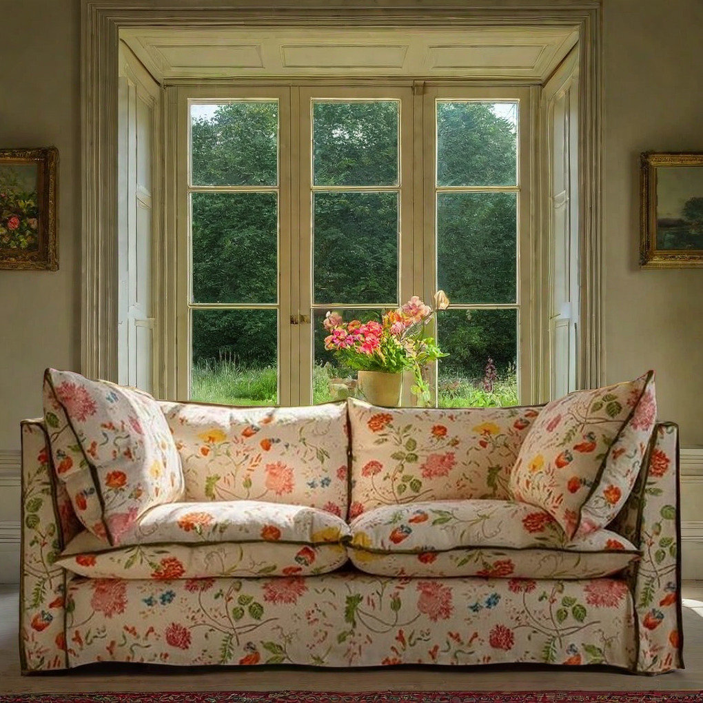 Axis Living Crushed Flower Oil Painting Flower Fabric Sofa - Wayfair Canada