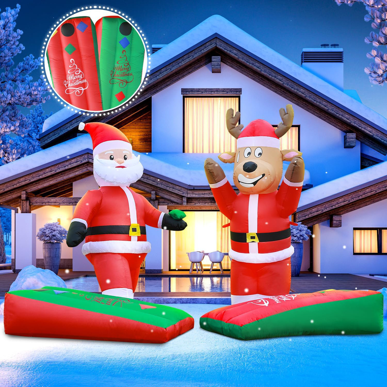 The Holiday Aisle® 2 * 5FT Christmas Inflatables Santa Claus And ...