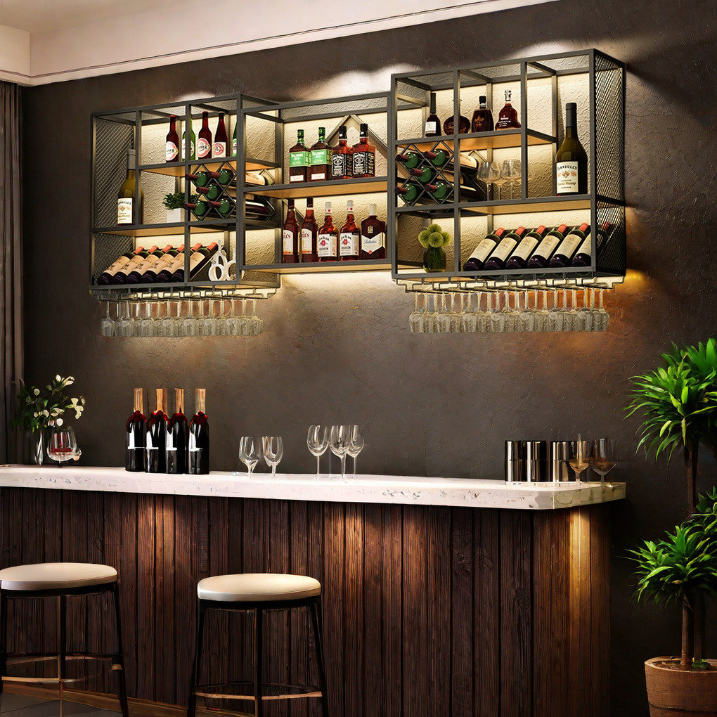 L Wall-hanging Wine Rhythm Industrial Style Wall Mounted Wine Rack ...