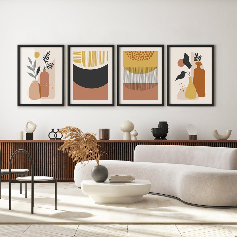 SIGNLEADER " Mid-Century Tropical Plant Semi Circle Abstract Shapes ...