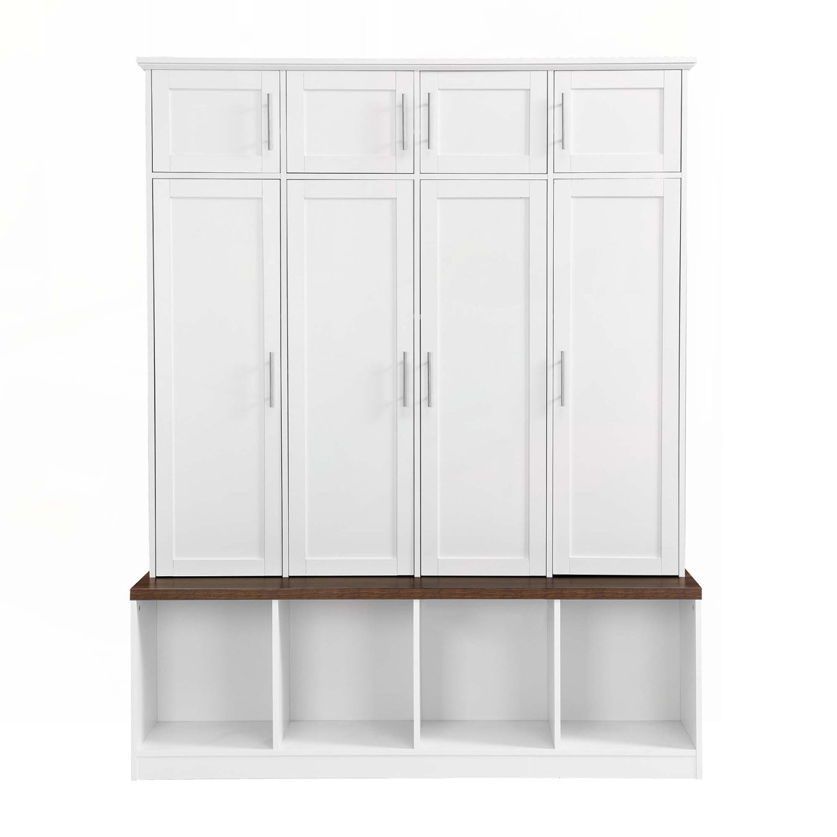 Red Barrel Studio® Hall Tree with 4 Hanging Hooks, Wood Grain Bench ...