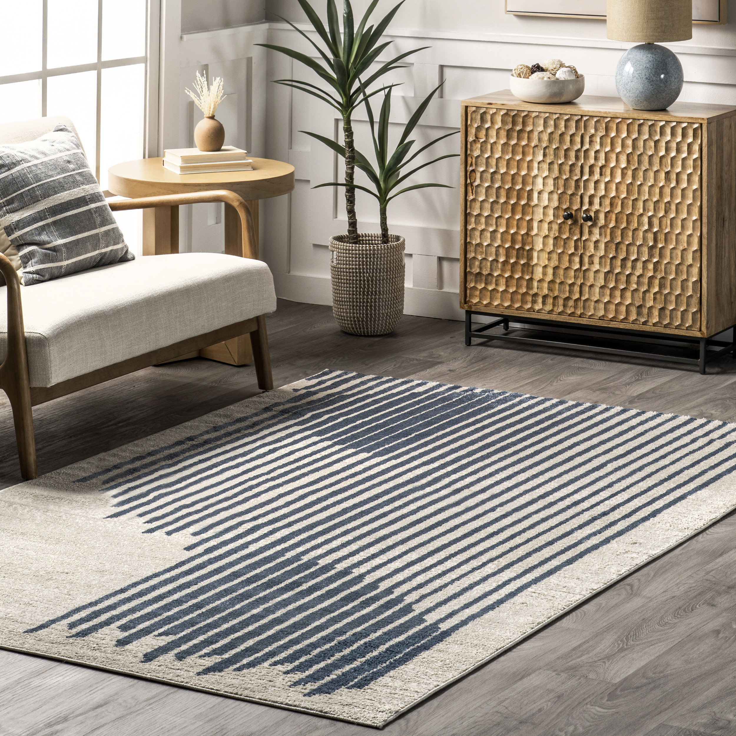 Latitude Run® Aurelia Modern Striped Area Rug | Wayfair