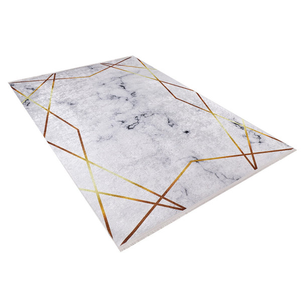 Hargun Usso Modern Machine Woven Gold Area Rug | Wayfair.co.uk