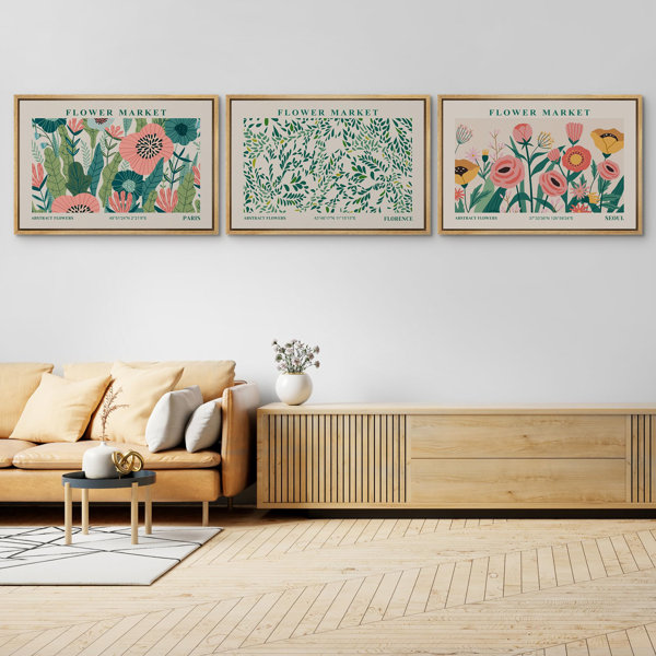 IDEA4WALL Classical Artwork Vibrant Wildflower Green Floral Botanical ...