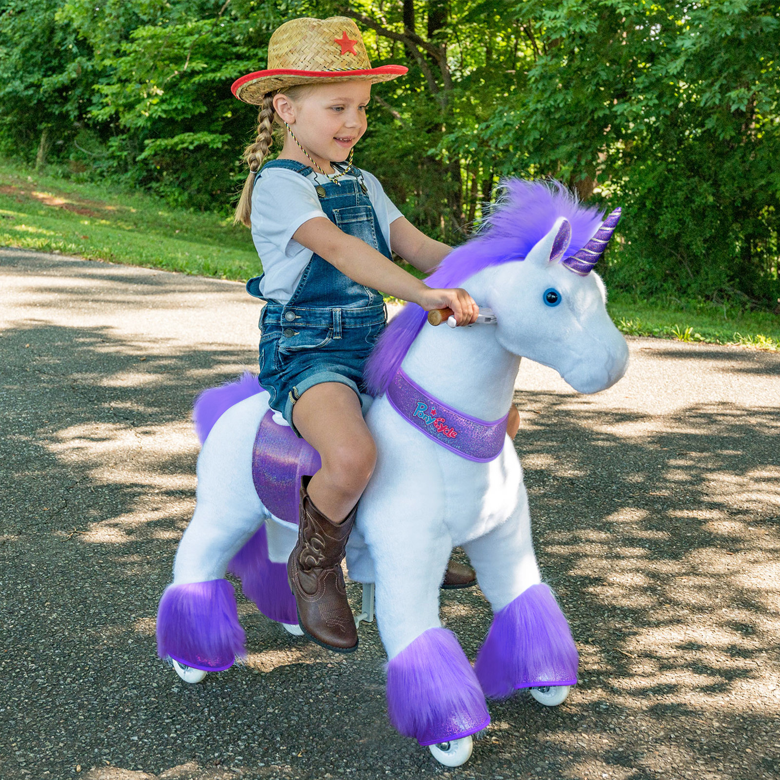 PonyCycle Ride on Unicorn Toy Purple Horse Toy for Kids 4-8 Years Model ...
