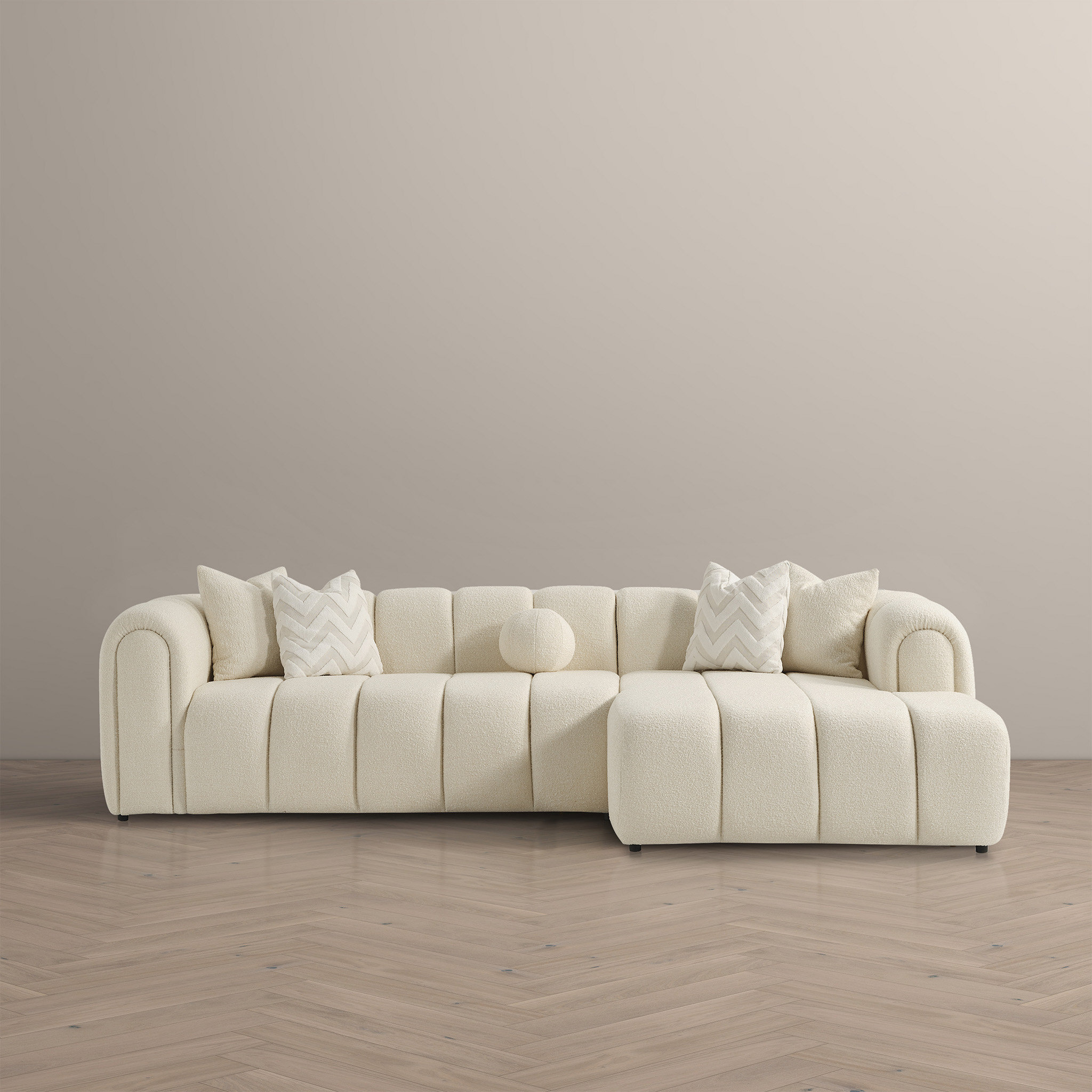 Brayden Studio® Danajia Bella Sectional Right (Cream Boucle) & Reviews | Wayfair