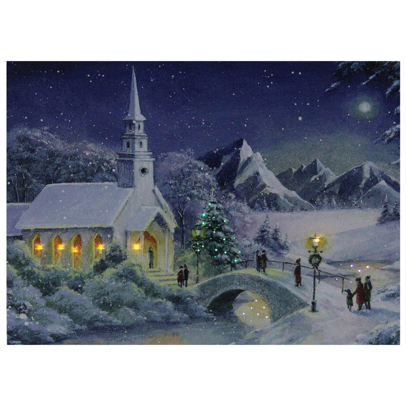 Northlight Seasonal Fiber Optic Lighted Snow Covered Church Christmas ...