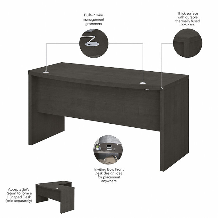 Bush Business Furniture Echo Bow Front Desk & Reviews | Wayfair