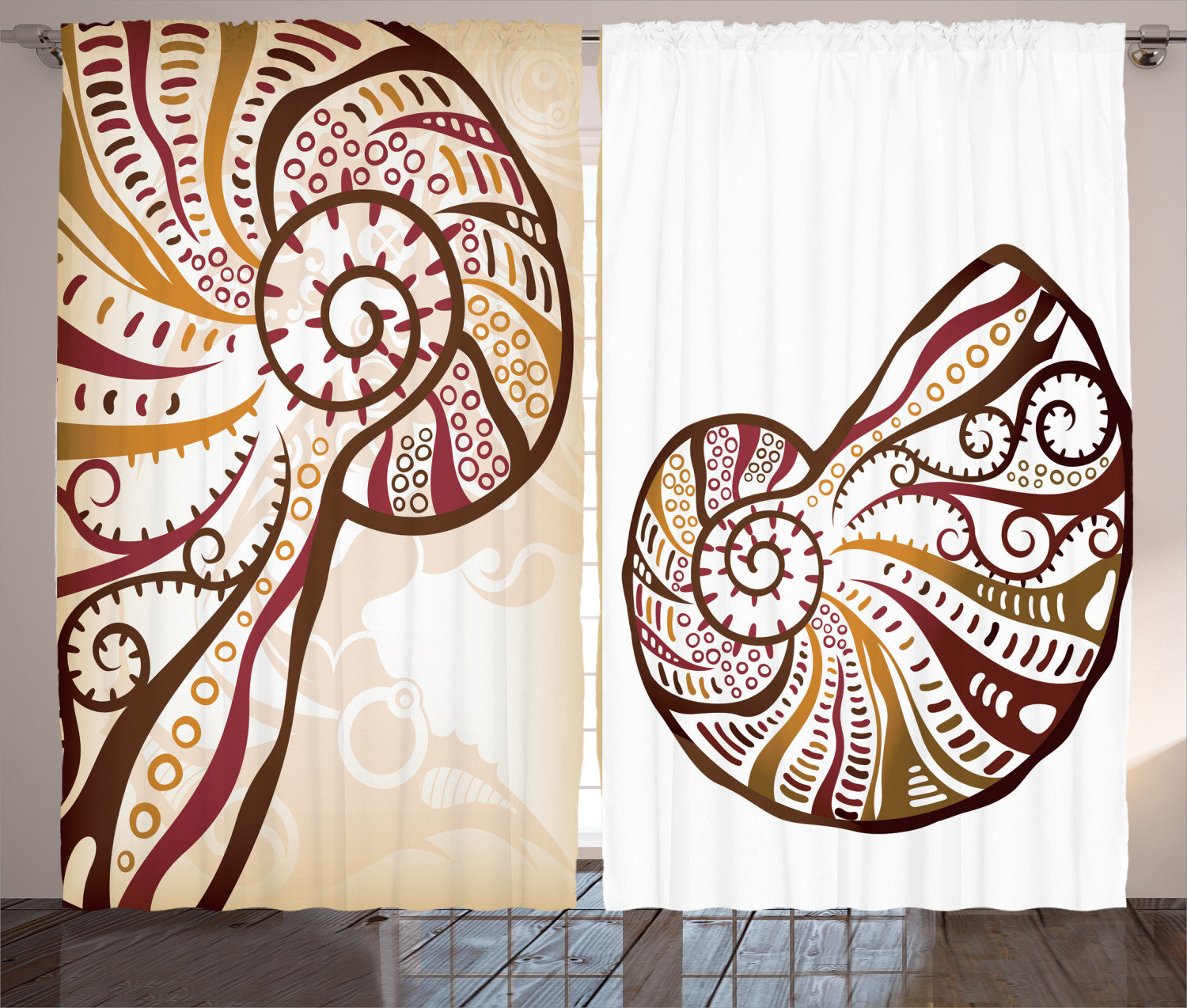 Ambesonne Seashells Semi-Sheer Rod Pocket Curtain Panels | Wayfair