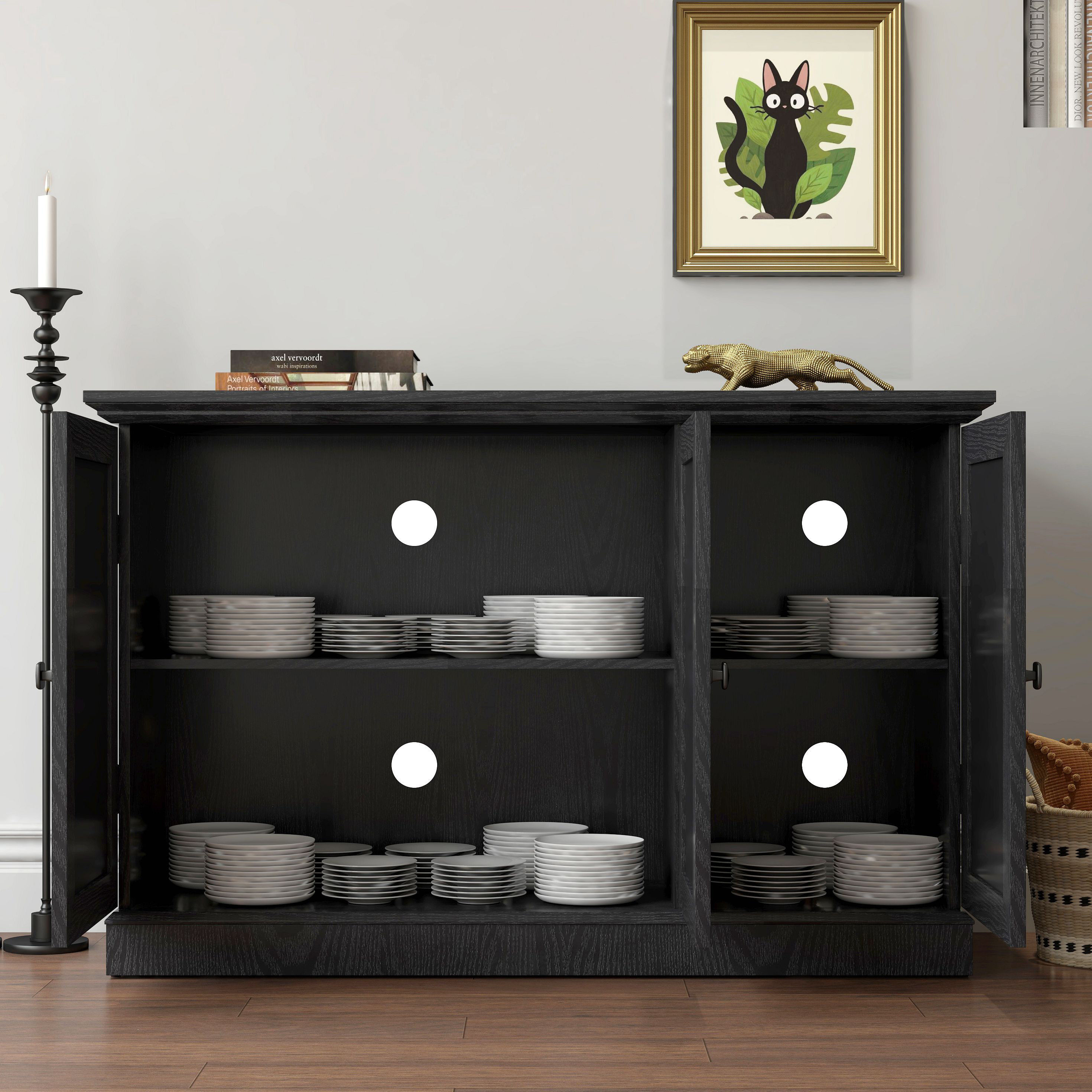 Red Barrel Studio® 45" W Storage Cabinet With 3 Mirrored Acrylic Doors ...