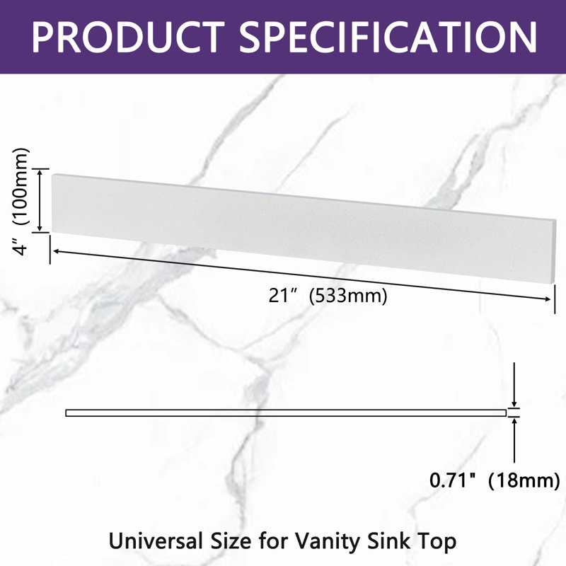 Bohuang 21-inch Quartz Sidesplash For Bathroom Vanity Top | Wayfair