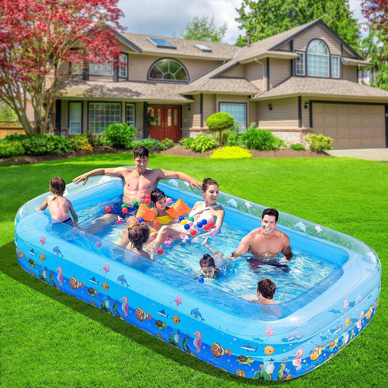 HIGEMZ 1.8 ft x 10.8 ft x 6 ft Polyvinyl Chloride (PVC) Inflatable Pool ...