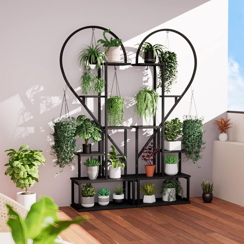Kovity 6 Tier Metal Plant Stand, Creative Half Heart Shape Ladder Plant ...