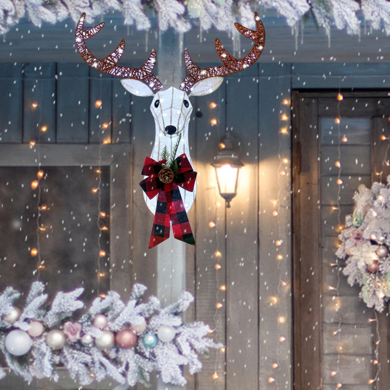 HIRVOK Lighted Christmas Deer Head Decorations | Wayfair