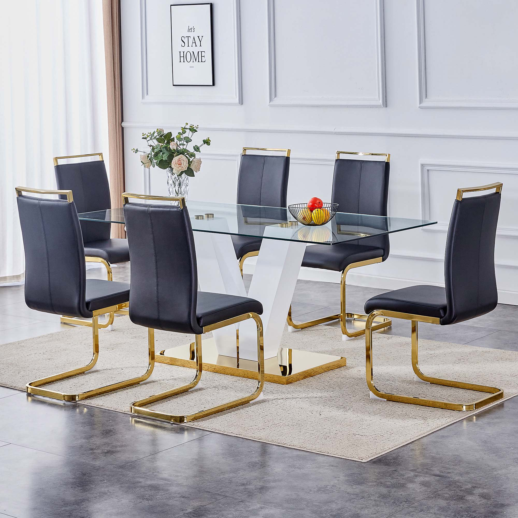Mercer41 Table and chair set.Subtle Luxury Clear Tempered Glass Dining ...
