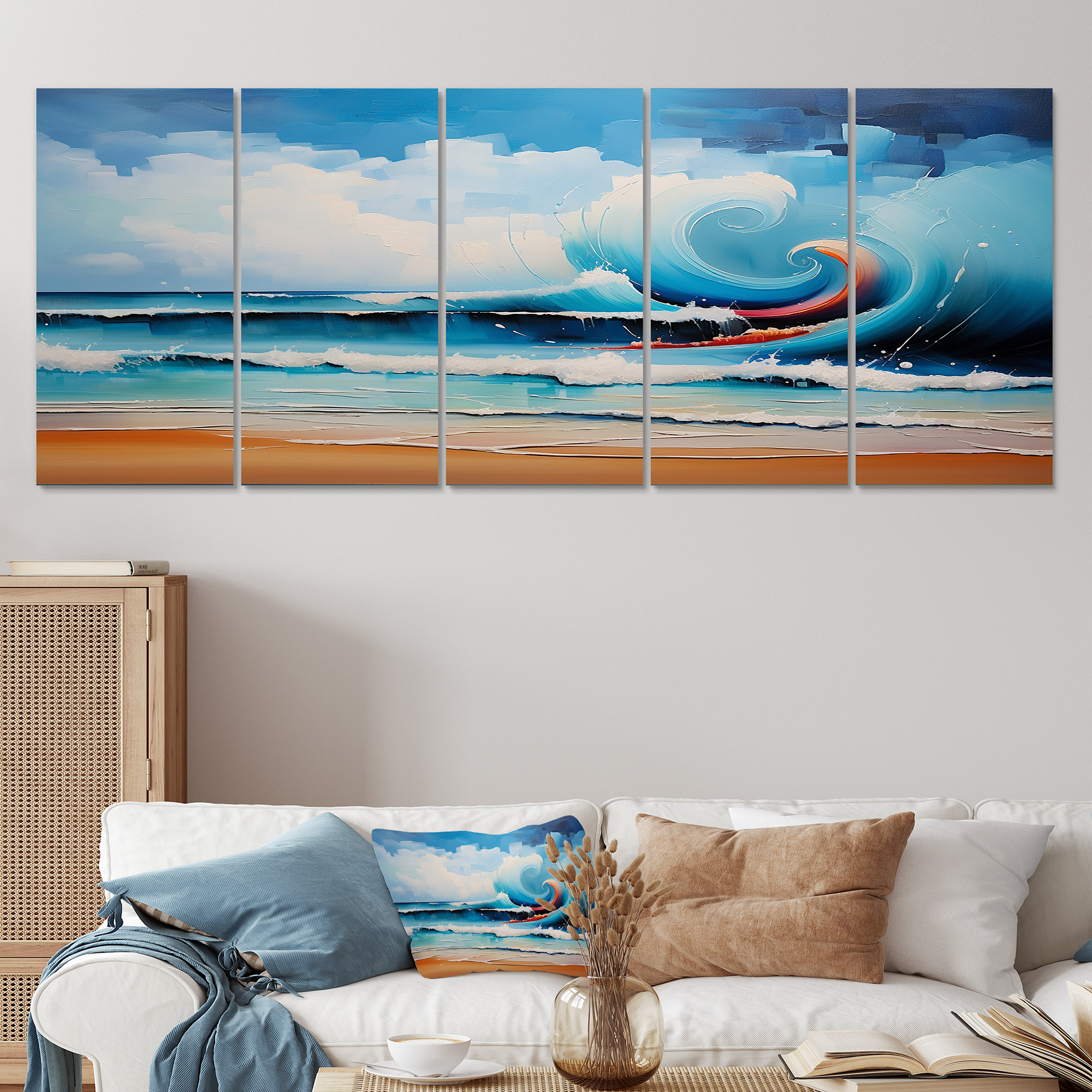 Dovecove Vibrant Beach Waves III - Coastal Waves 5 Piece Wall Art Set ...