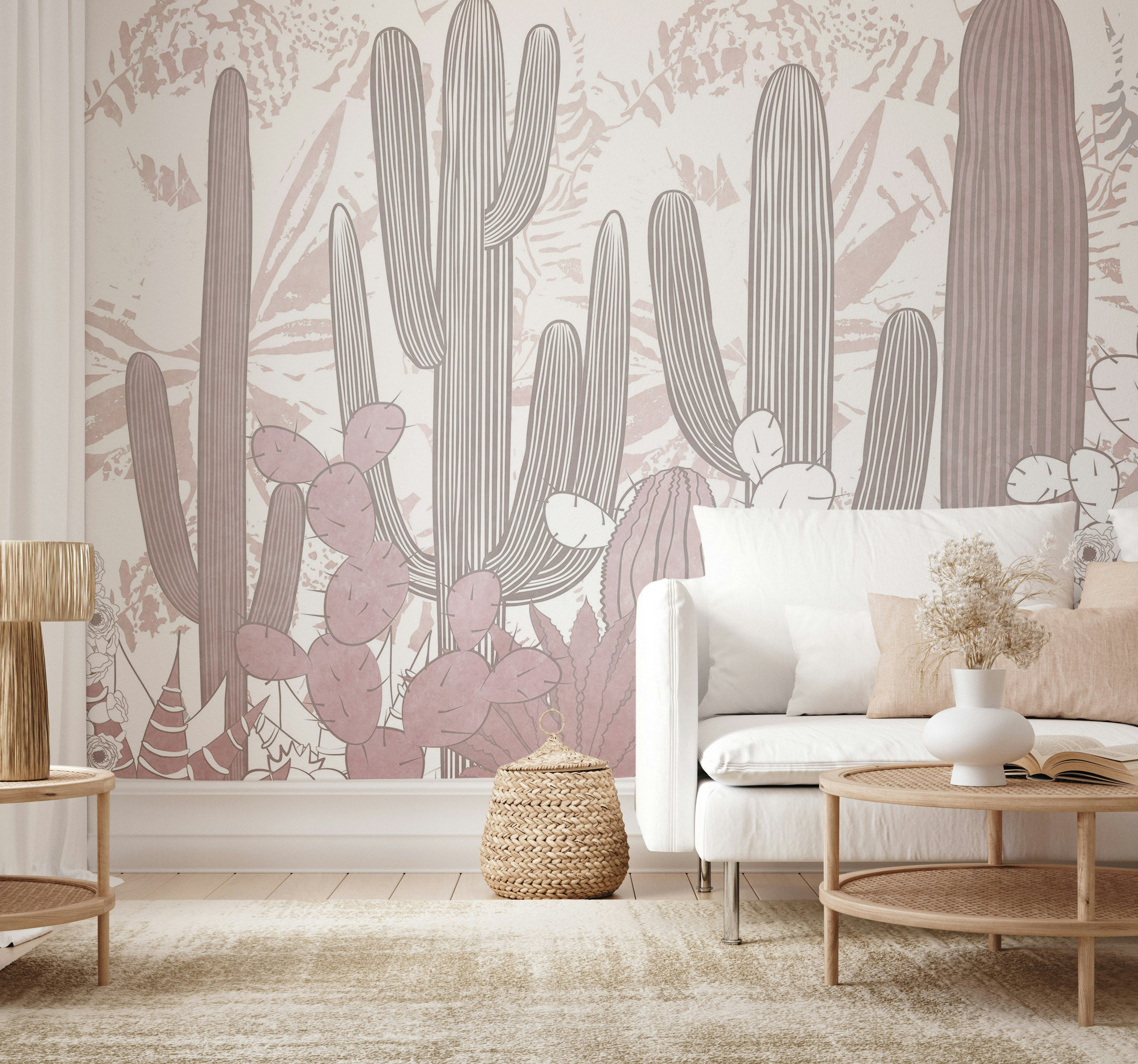 Loon Peak® Pink Cartoon Cactus Wallpaper Mural - Wayfair Canada