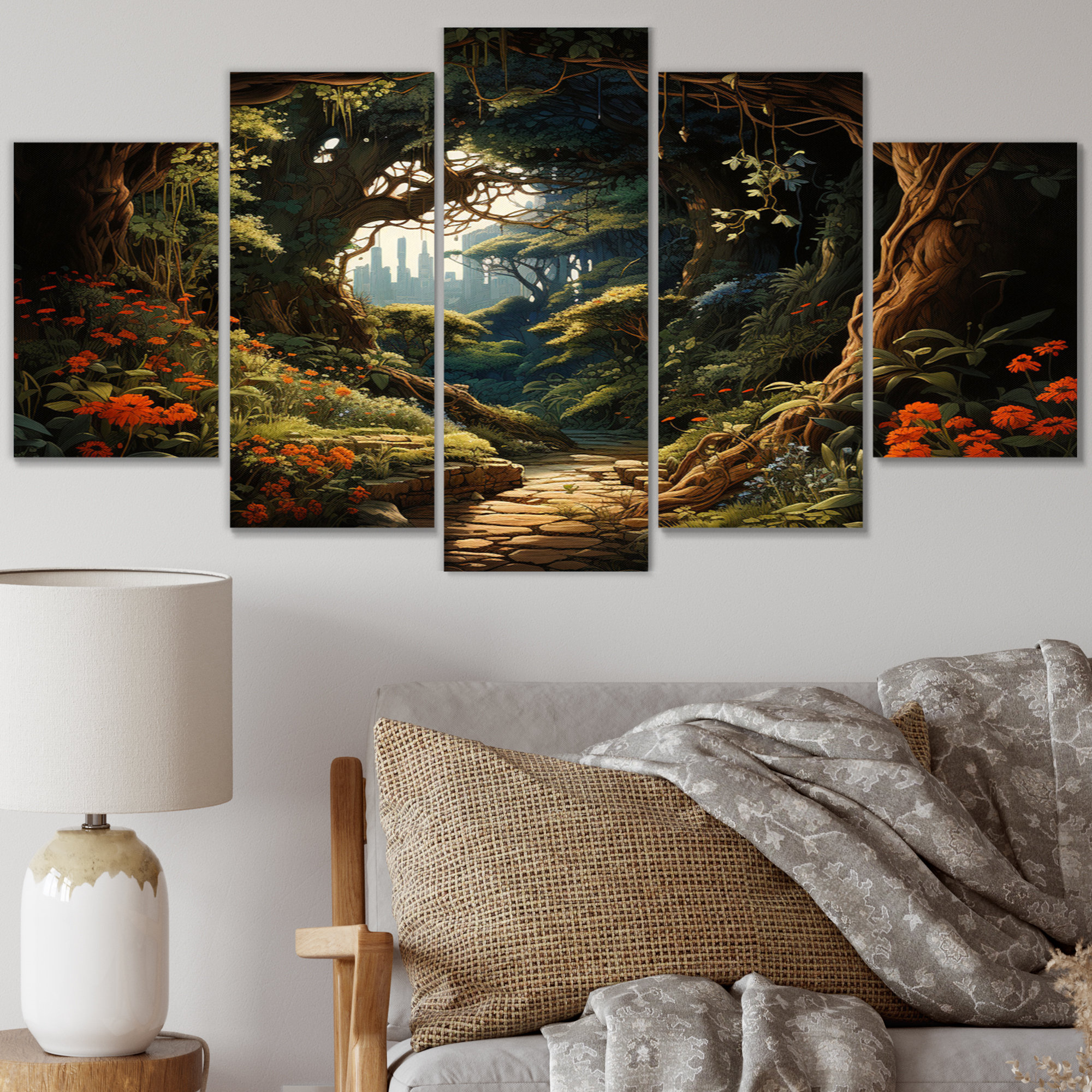 Millwood Pines Brown Green Enchanted Forest Pathway - Landscapes Canvas ...