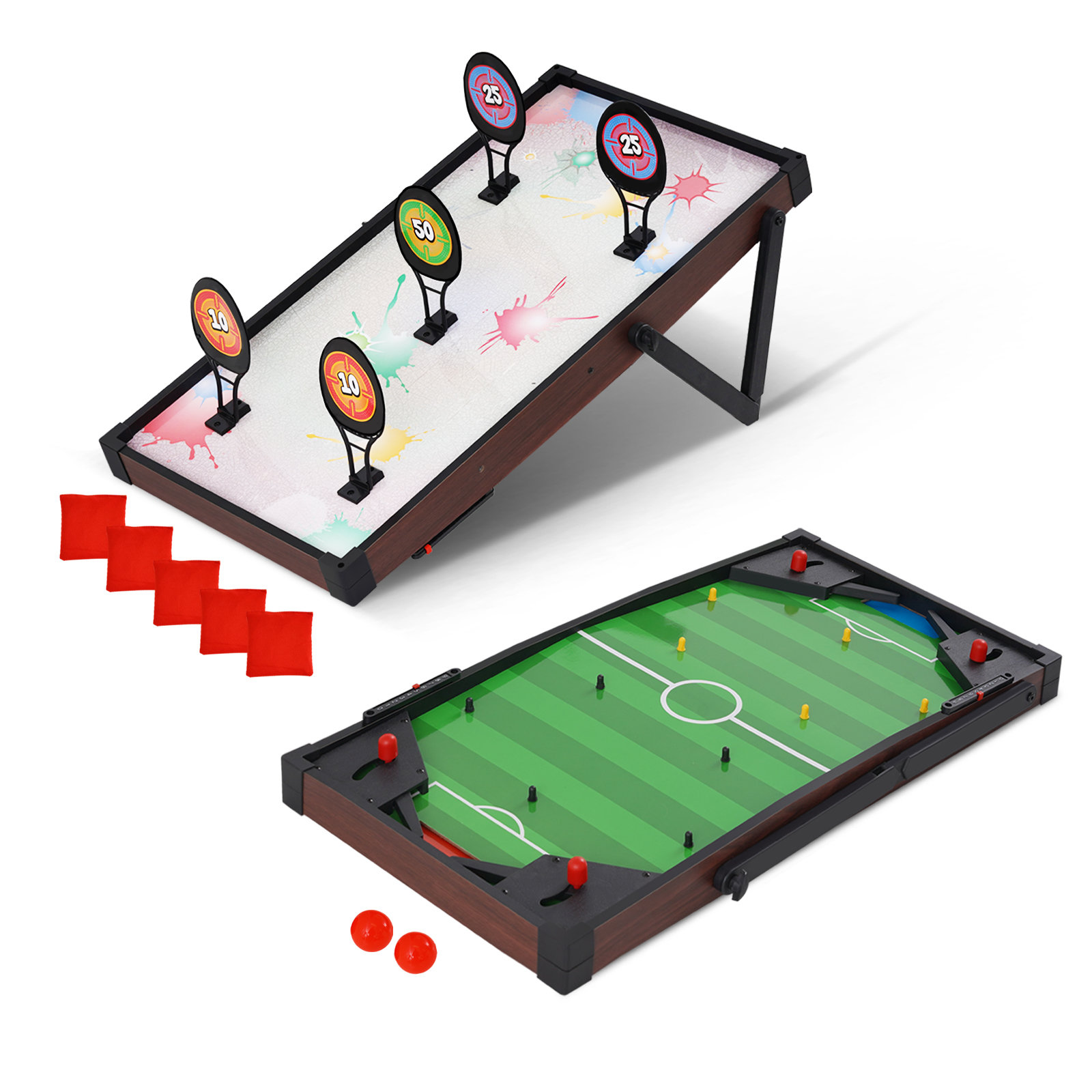 RayChee 2-in-1 Bean Bag Toss Game And Pinball Game, Portable Wooden ...