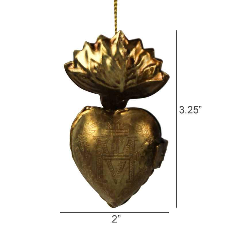 Fleur De Lis Living Heart Locket Ornament, Antique Gold | Wayfair