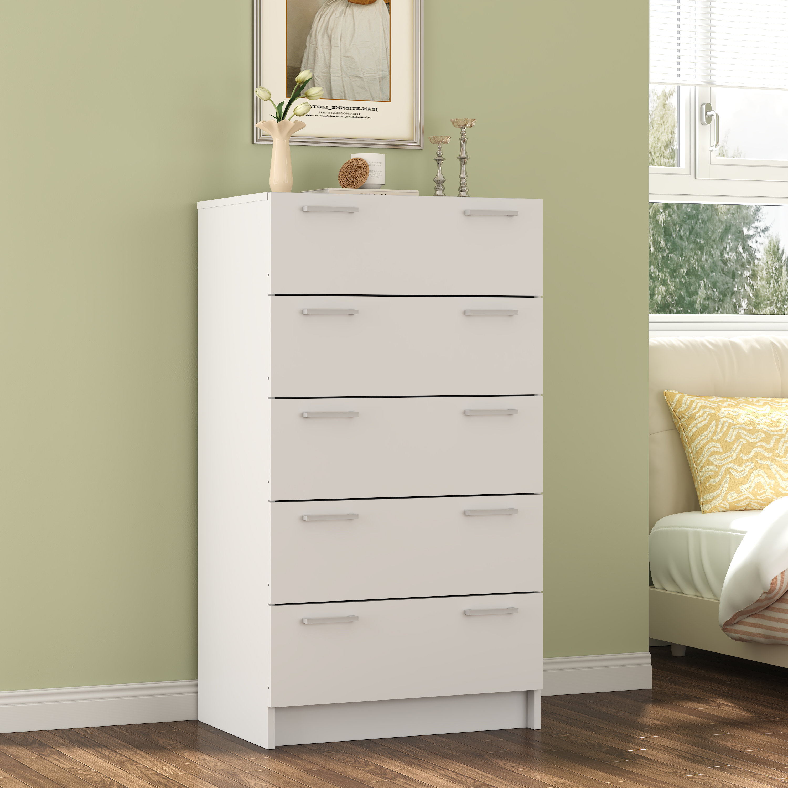 Ebern Designs Space-saving 5-drawer Tall Dresser, 42.59" High & 23.62 ...