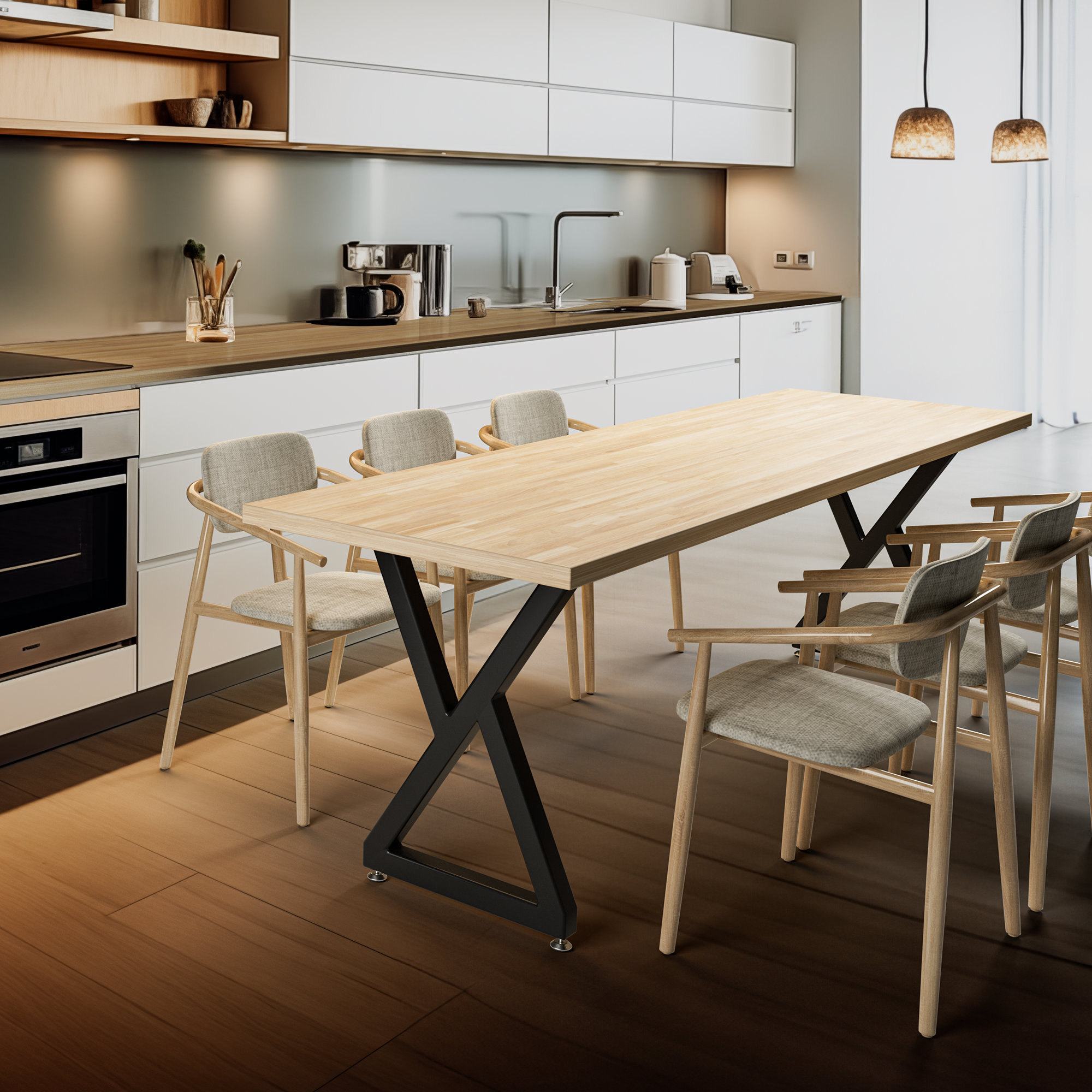 Ebern Designs Bartlum Sturdy Solid Hevea Wood Block Countertop for ...