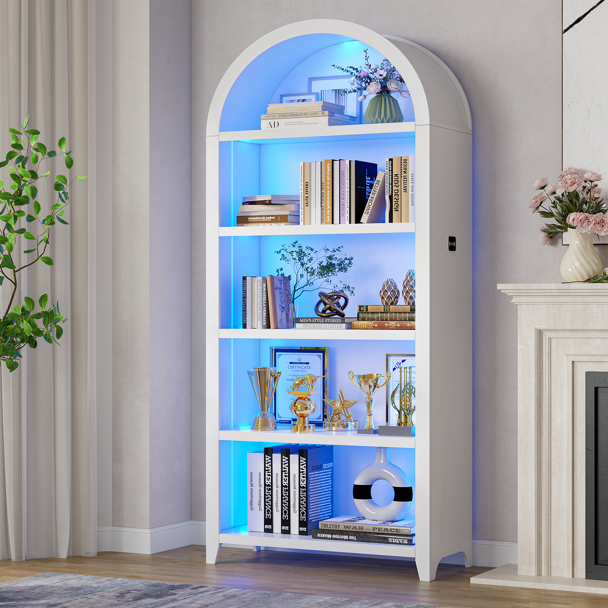 Metro Lane 175cm H x 75cm W Bookcase with Tri-Color Sensor Light ...