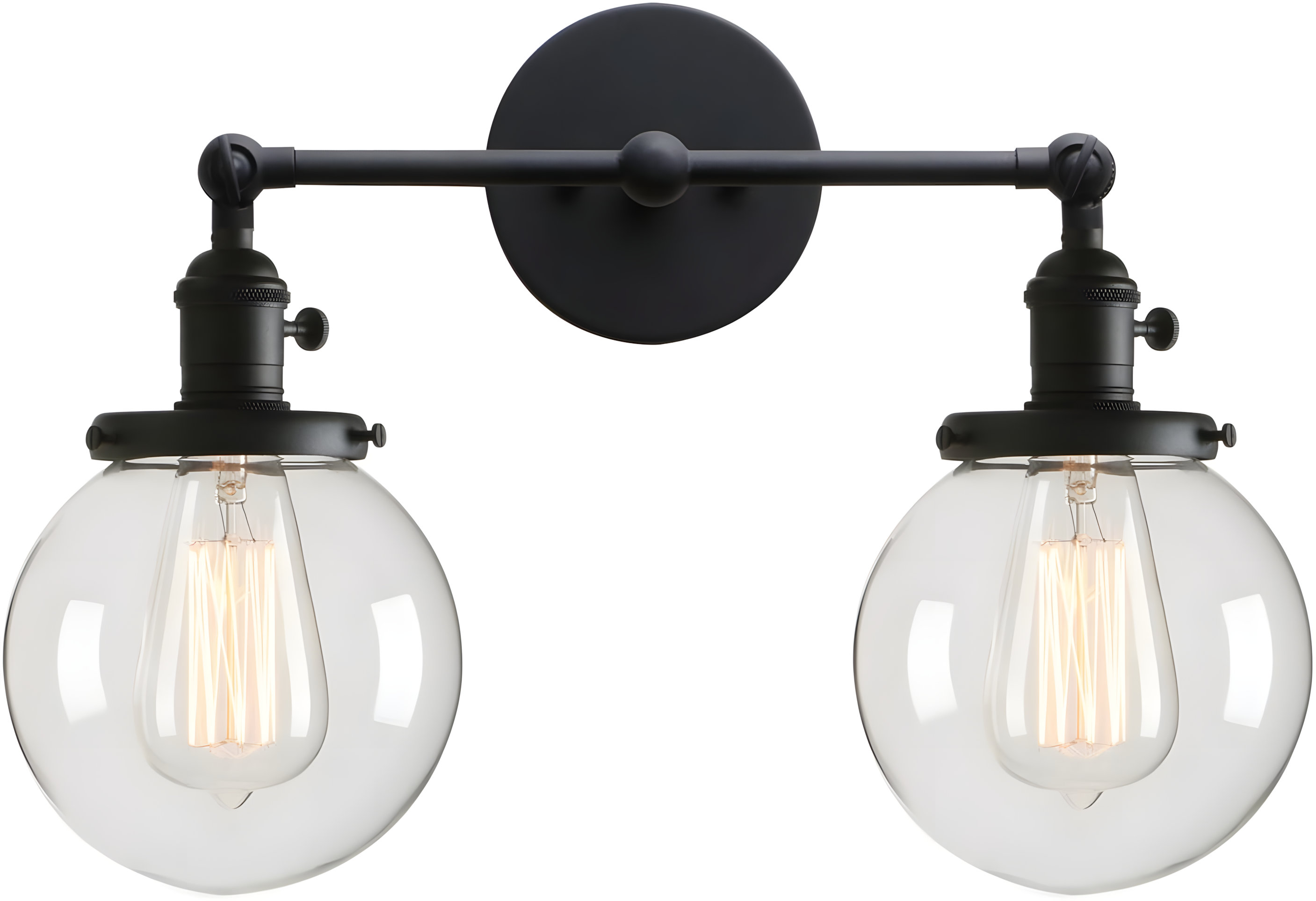 Corrigan Studio Vintage Industrial Double Wall Sconce With Dual Clear ...
