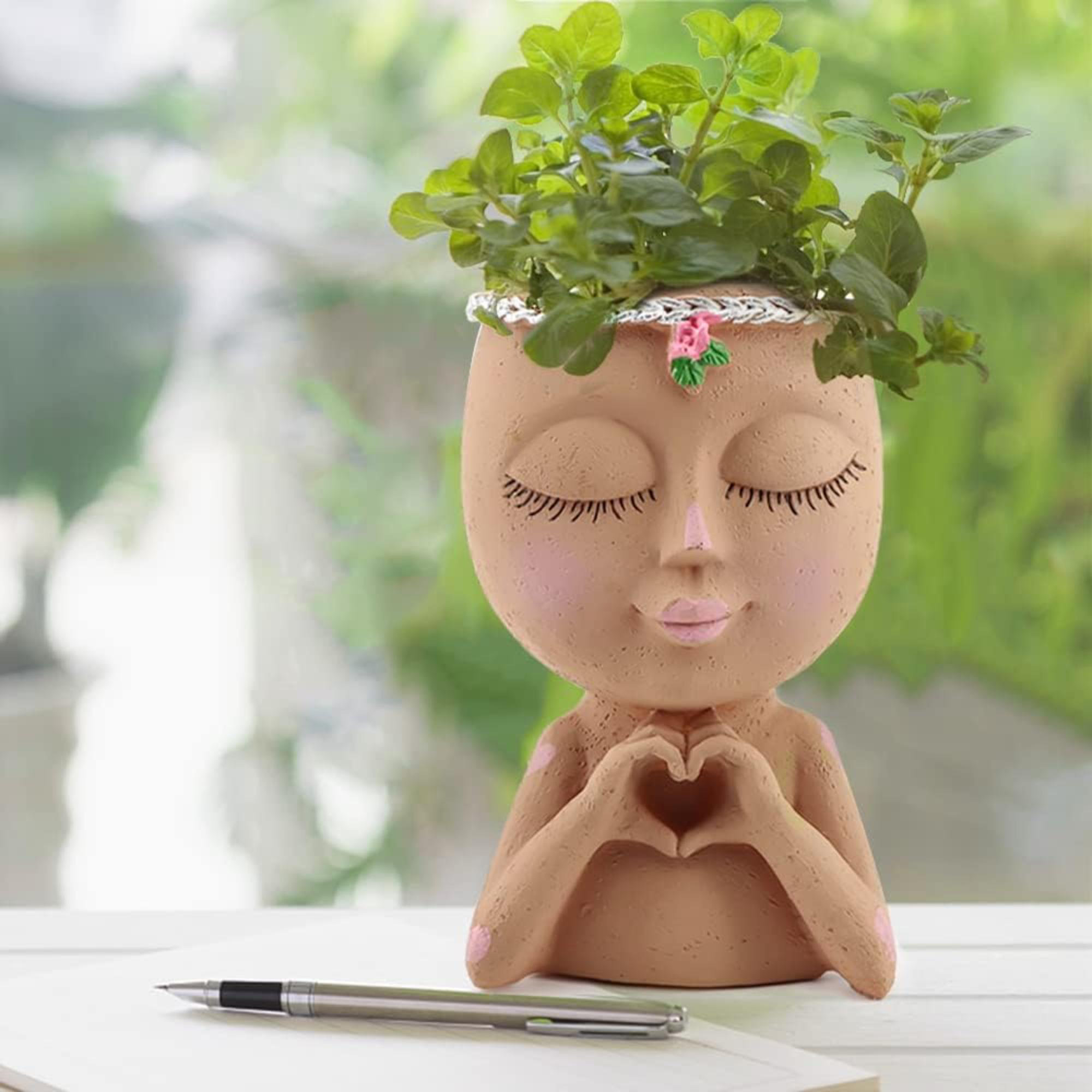 Dakota Fields Meltset Face Planters Pots Head Unique Face Flower Pot ...