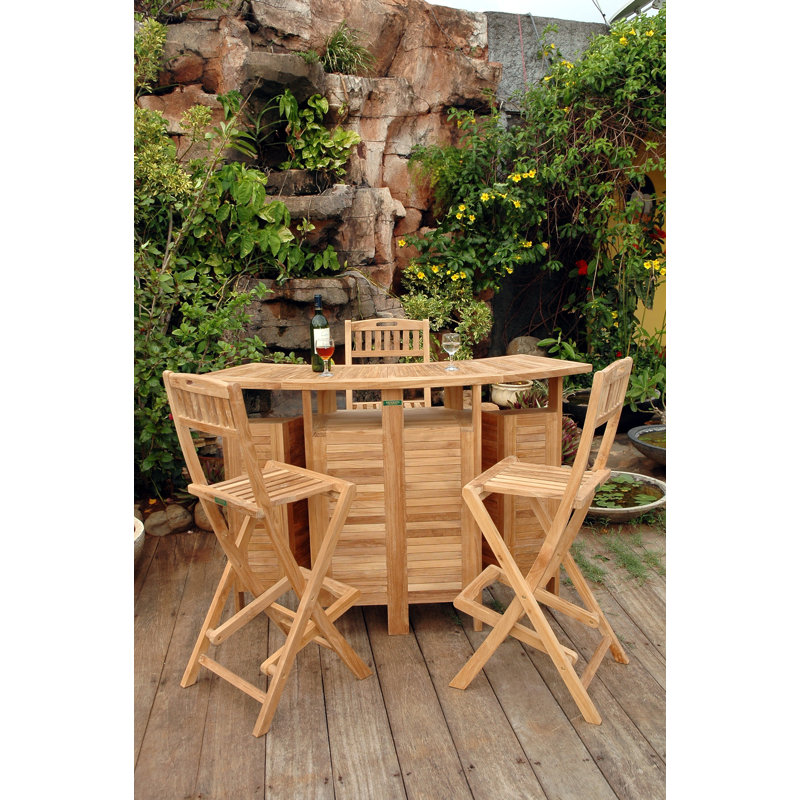 Arlmont & Co. Broseley Teak 3 Piece Bar Set | Wayfair