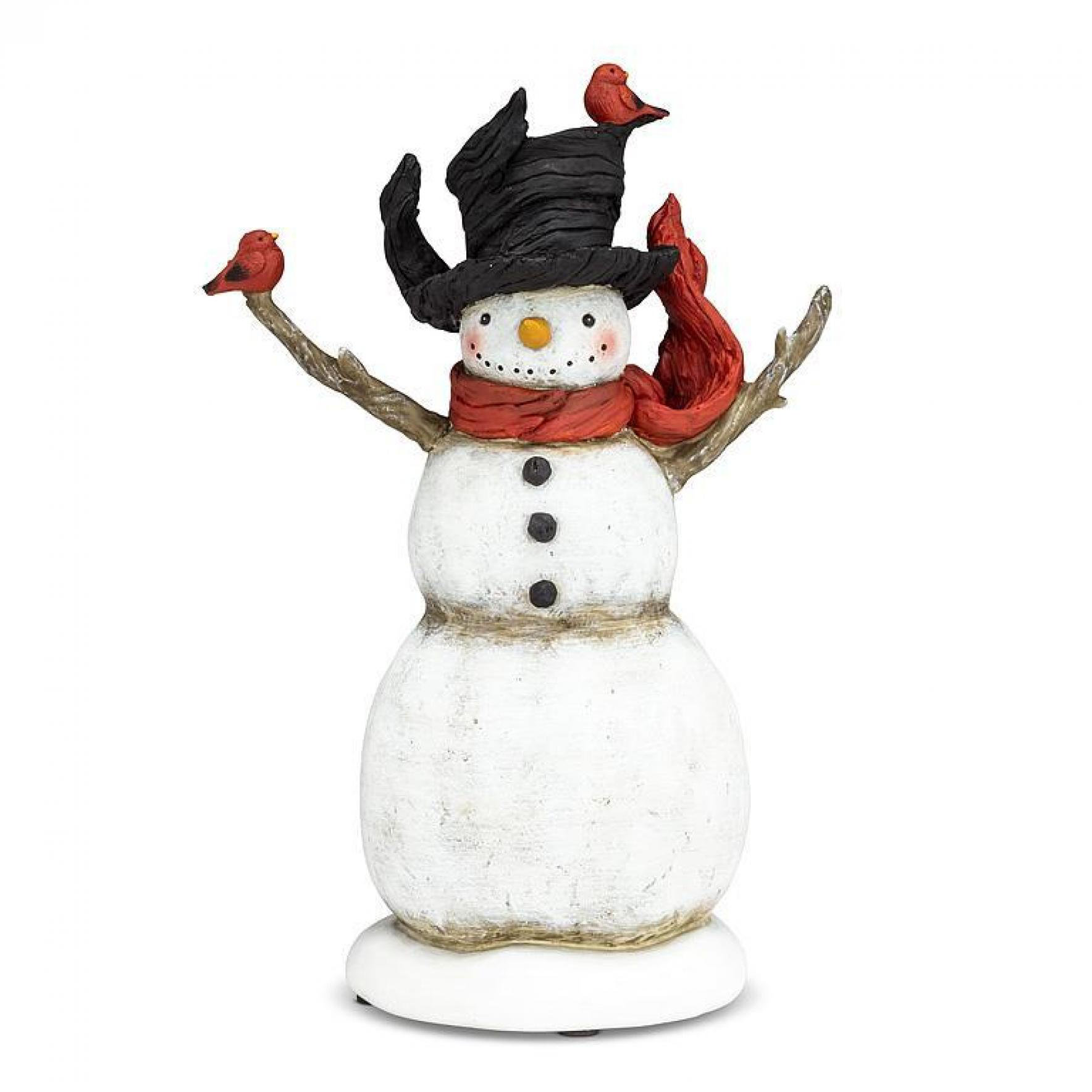 The Holiday Aisle® Snowman With Cardinals Figurine | Wayfair