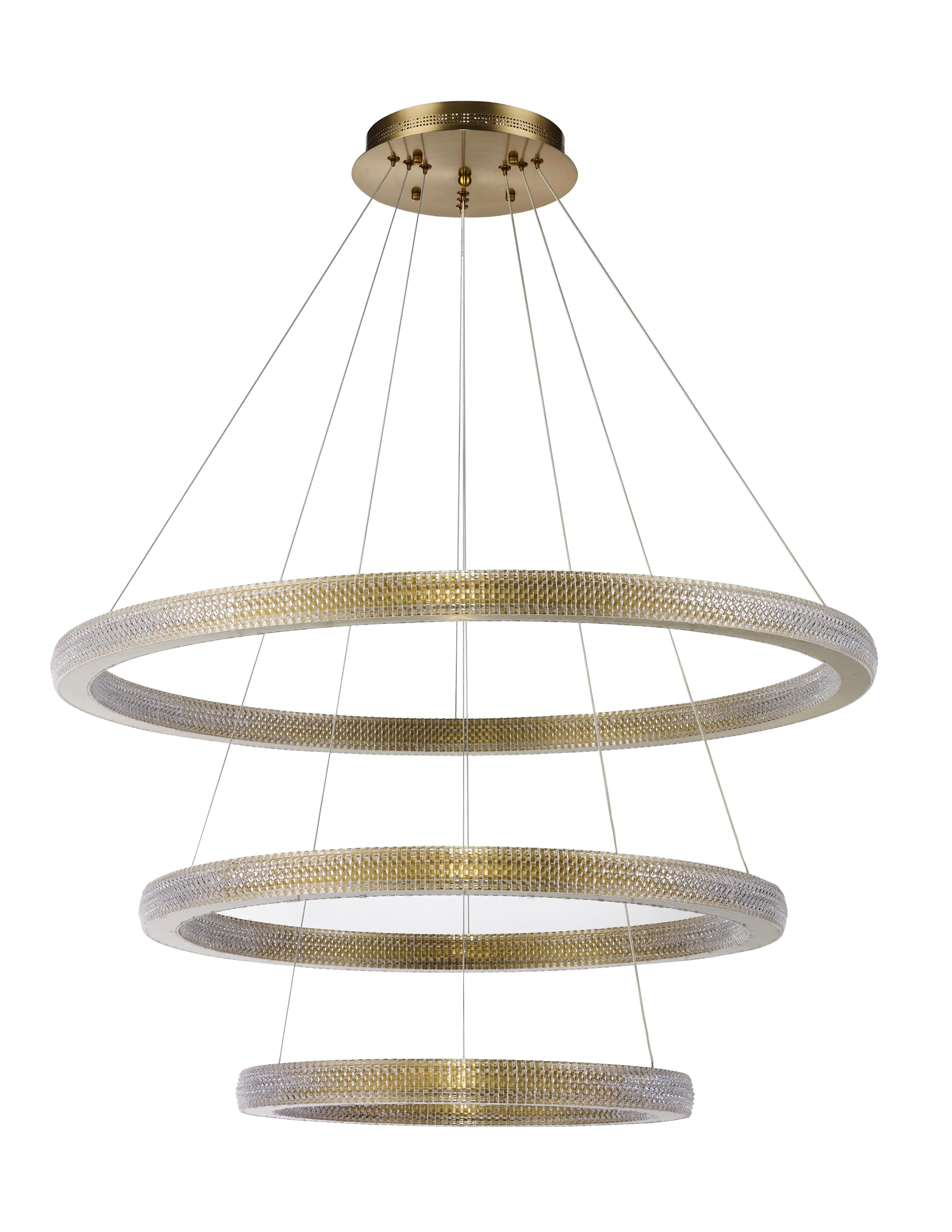 Mercer41 Cledia 3-Light Gold LED Chandelier With Clear Acrylic ...