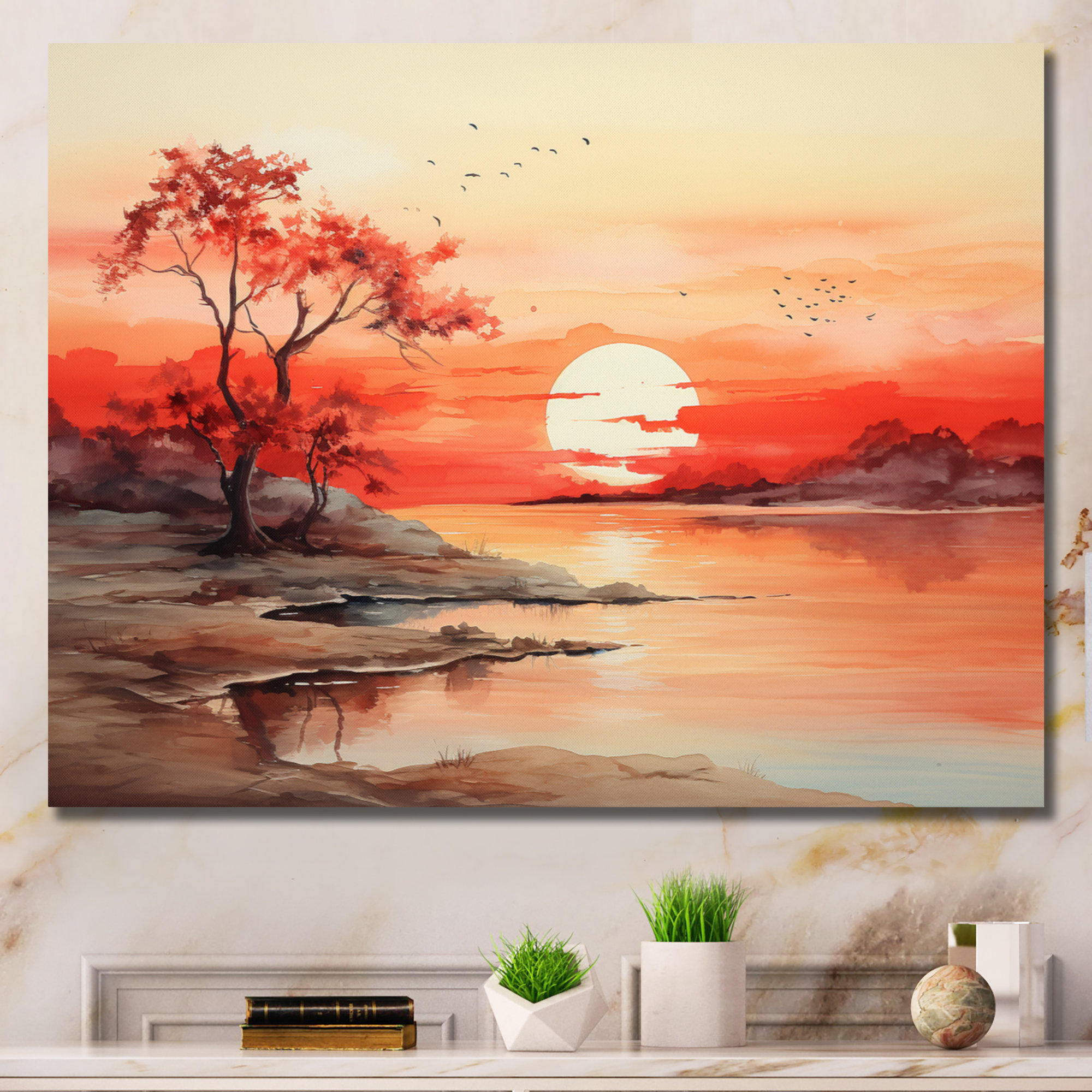 Red Barrel Studio® Peach Brown Sunrise Splendor - Landscapes Wall Art ...